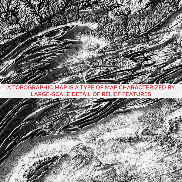 Rhode Island State Topographic Map Art Black & White – Modern Map Art
