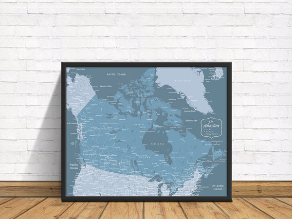 Canada Push Pin Map - Blue - With 1,000 Pins – Modern Map Art