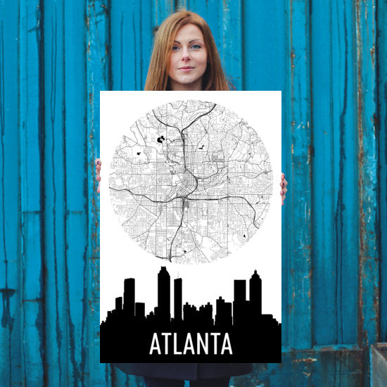 Atlanta Skyline Silhouette Art Prints – Modern Map Art