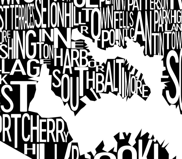 Baltimore Neighborhood Typography Prints – Modern Map Art