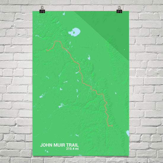 John Muir Trail Map Art Prints – Modern Map Art