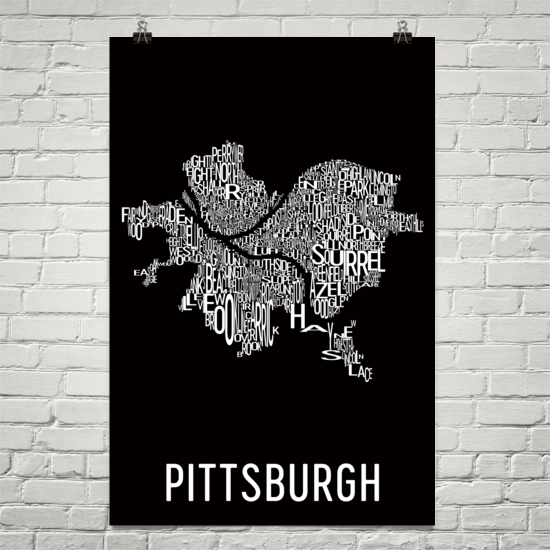 Pittsburgh PA Street Map Poster - Wall Print by Modern Map Art