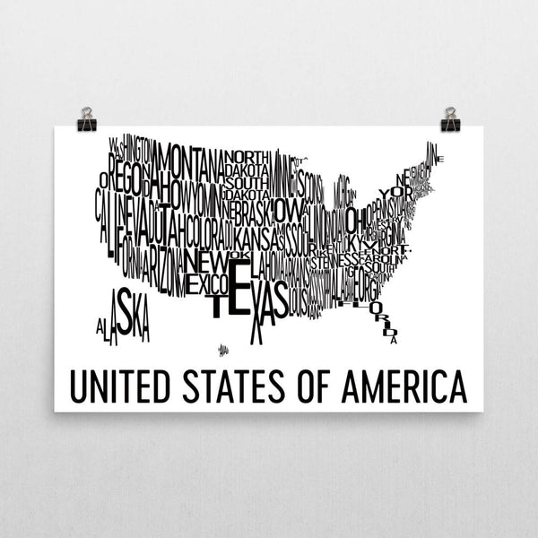 United States of America Neighborhood Typography Prints – Modern Map A ...