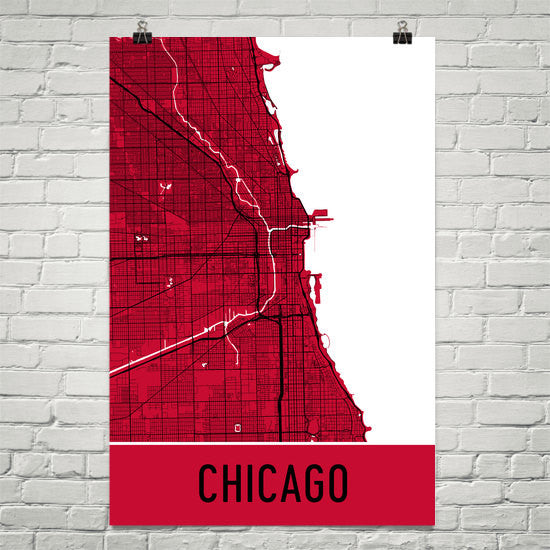 Chicago IL Street Map Poster - Wall Print by Modern Map Art