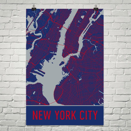 New York City NY Street Map Poster - Wall Print by Modern Map Art