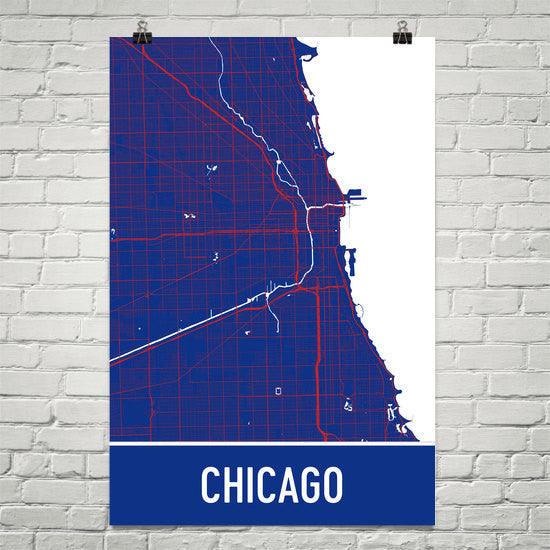 Chicago IL Street Map Poster - Wall Print by Modern Map Art