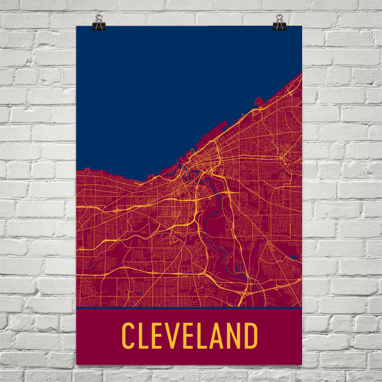 Cleveland OH Street Map Poster - Wall Print by Modern Map Art