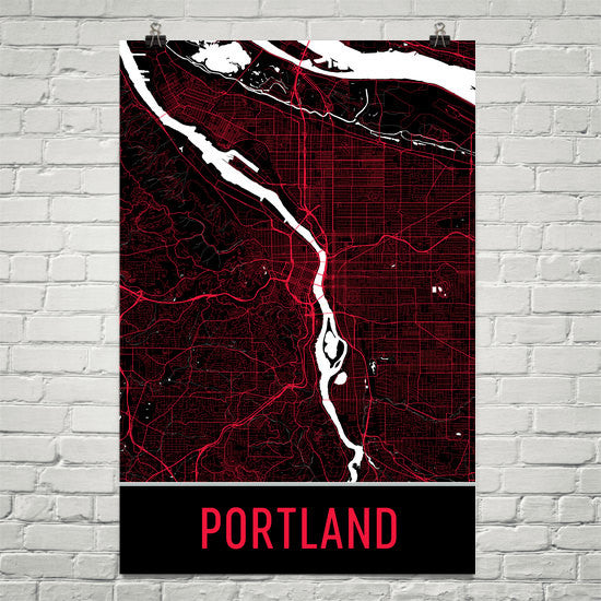Portland OR Street Map Poster - Wall Print by Modern Map Art
