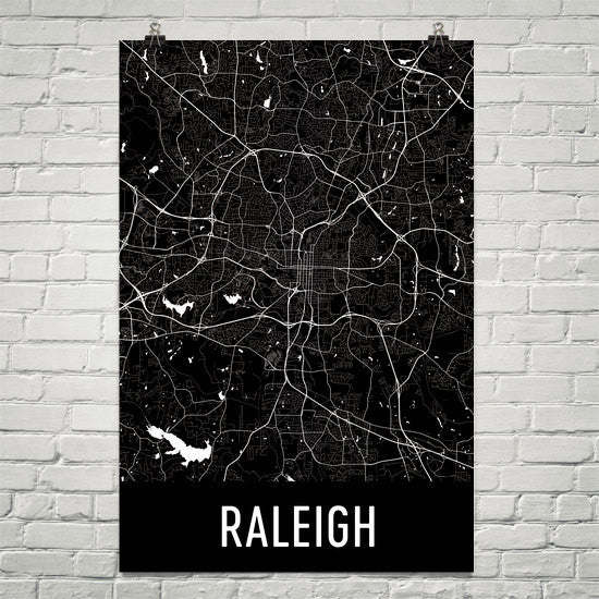 Raleigh NC Street Map Poster - Wall Print by Modern Map Art