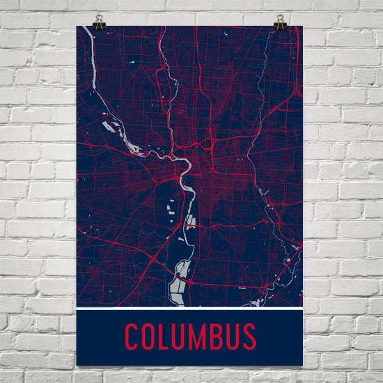 Columbus Street Map Poster - Wall Print by Modern Map Art