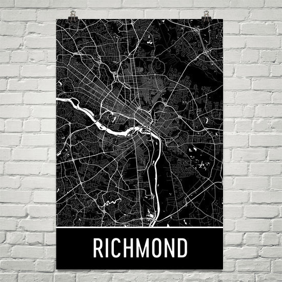 Richmond VA Street Map Poster - Wall Print by Modern Map Art