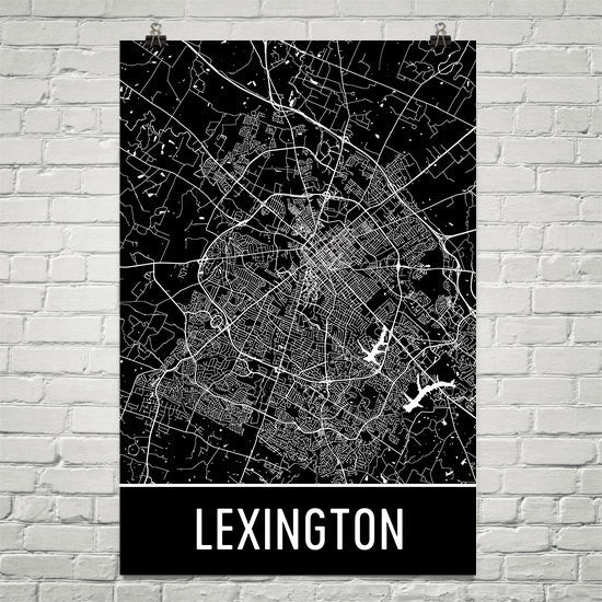 Lexington KY Street Map Poster - Wall Print by Modern Map Art