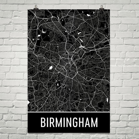 Birmingham UK Street Map Poster - Wall Print by Modern Map Art