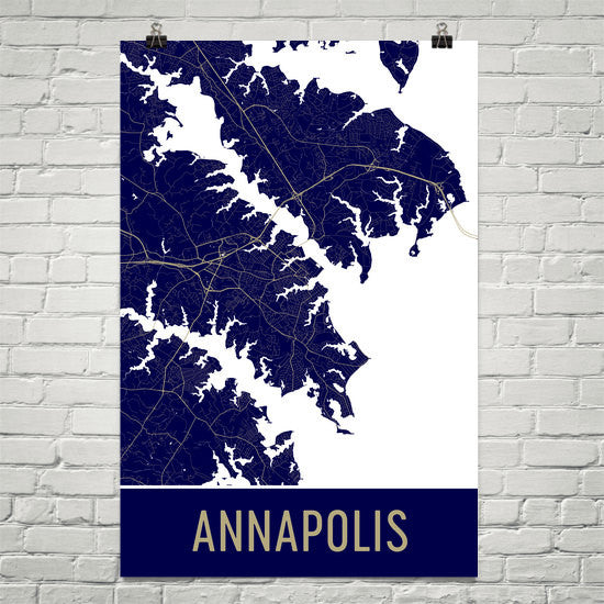 Annapolis MD Street Map Poster - Wall Print by Modern Map Art