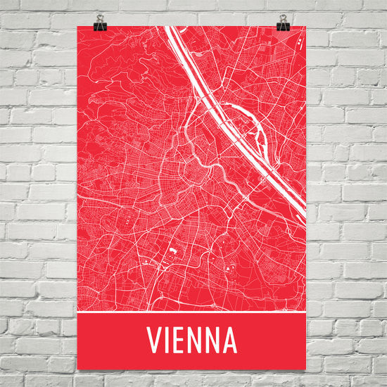 Vienna Austria Street Map Poster - Wall Print by Modern Map Art