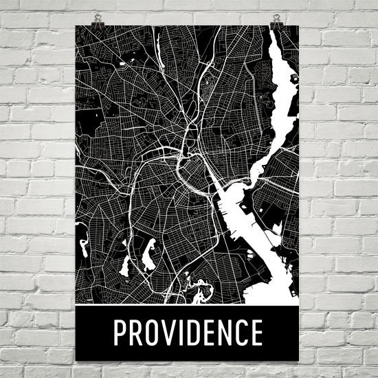 Providence RI Street Map Poster - Wall Print by Modern Map Art
