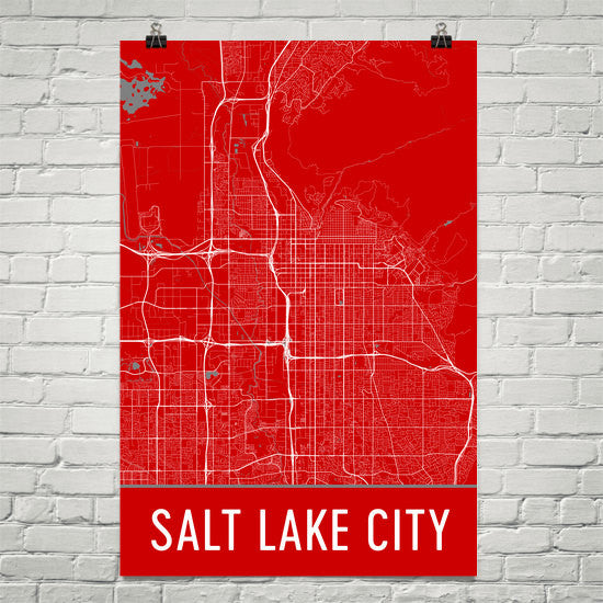 Salt Lake City Street Map Poster - Wall Print by Modern Map Art