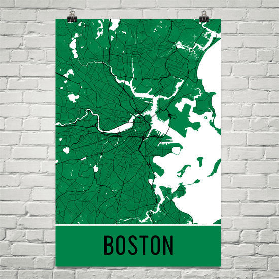 Boston MA Street Map Poster - Wall Print by Modern Map Art
