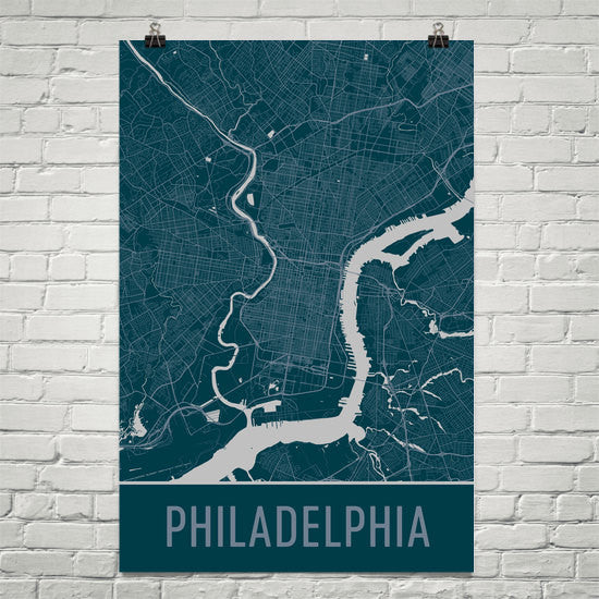 Philadelphia PA Street Map Poster - Wall Print by Modern Map Art