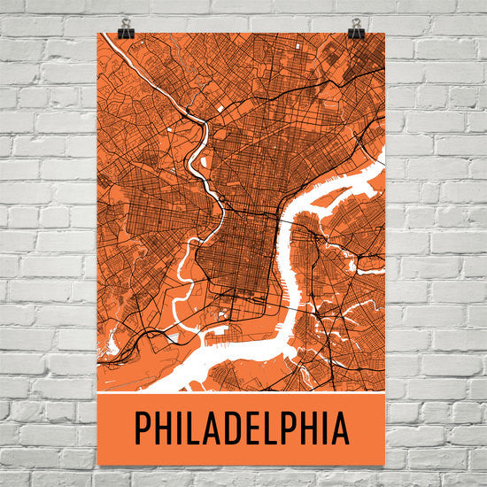 Philadelphia PA Street Map Poster - Wall Print by Modern Map Art