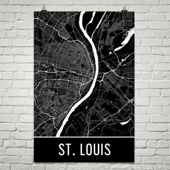 St. Louis MO Street Map Poster - Wall Print by Modern Map Art