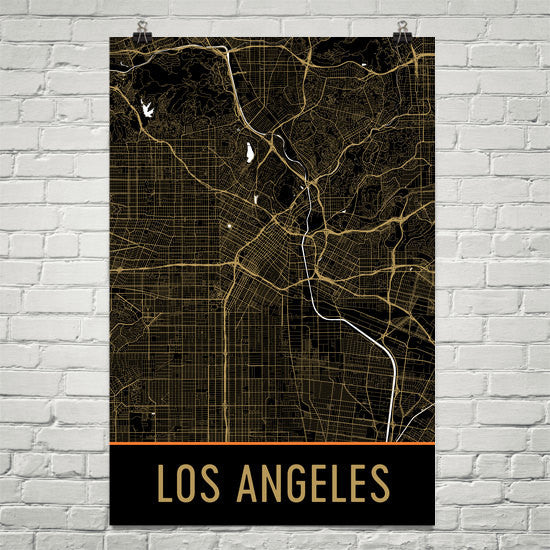 Los Angeles CA Street Map Poster - Wall Print by Modern Map Art