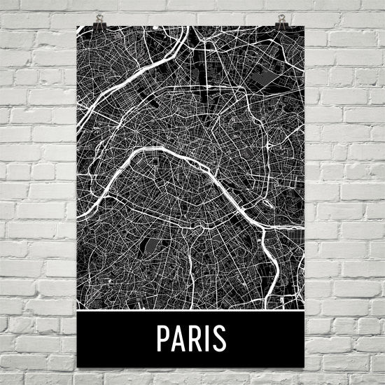 Paris France Street Map Poster - Wall Print by Modern Map Art