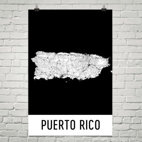 Puerto Rico Street Map Poster - Wall Print by Modern Map Art