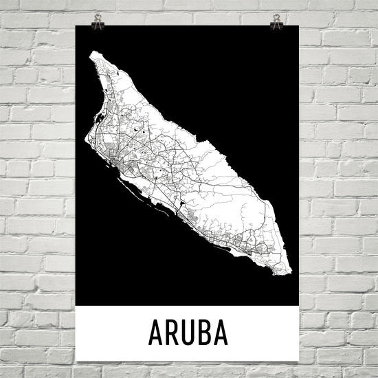 Aruba Island Street Map Poster - Wall Print by Modern Map Art