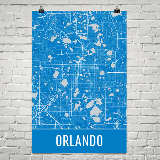 Orlando FL Street Map Poster - Wall Print by Modern Map Art