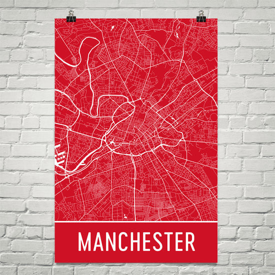 Manchester UK Street Map Poster - Wall Print by Modern Map Art
