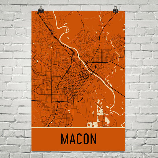 Macon GA Street Map Poster - Wall Print by Modern Map Art