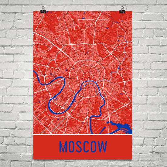 Moscow Street Map Poster - Wall Print by Modern Map Art