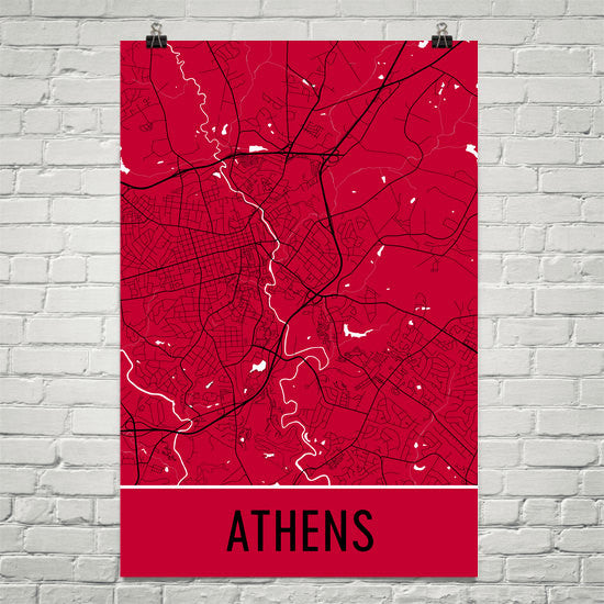 Athens Street Map Poster - Wall Print by Modern Map Art