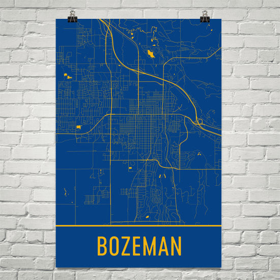 Bozeman MT Street Map Poster - Wall Print by Modern Map Art