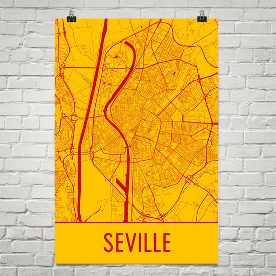 Seville Spain Street Map Poster - Wall Print by Modern Map Art