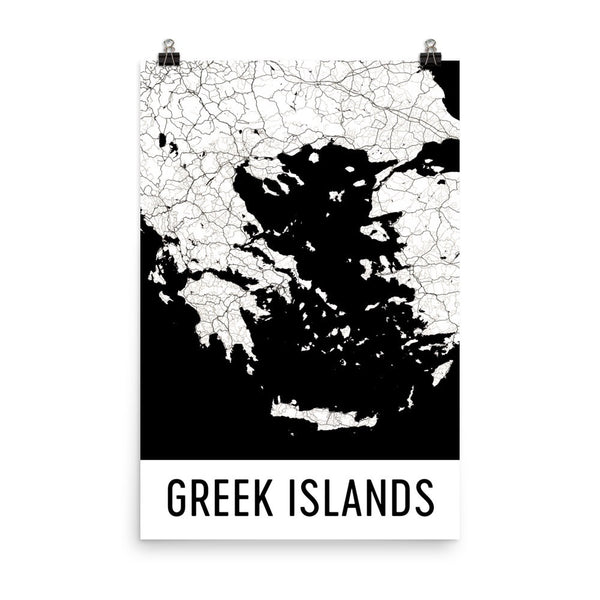 Greek Islands Greece Street Map Poster - Wall Print by Modern Map Art